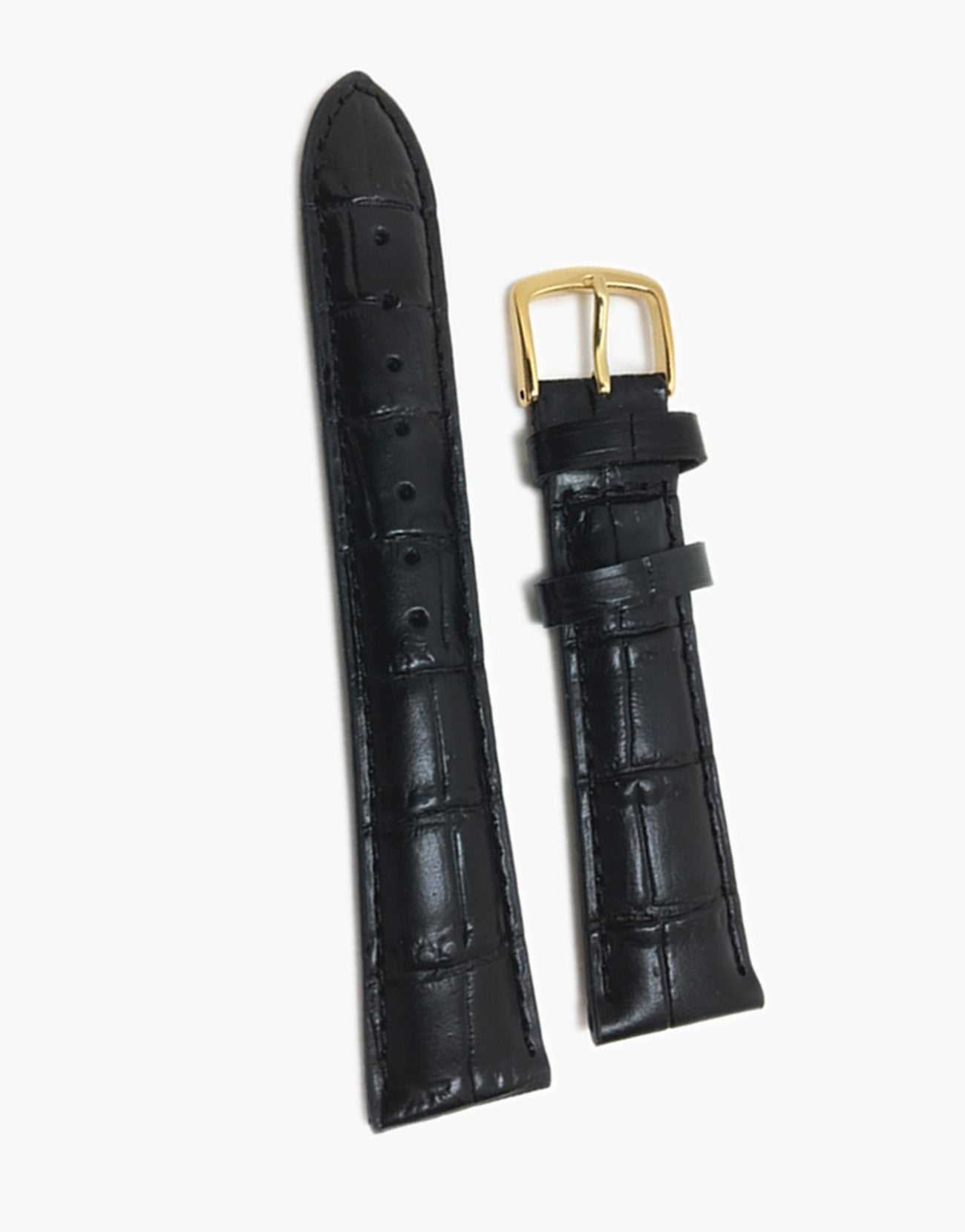 20mm Leather Alligator Grain Hadley-Roma MS835 Black- Golden buckle ...